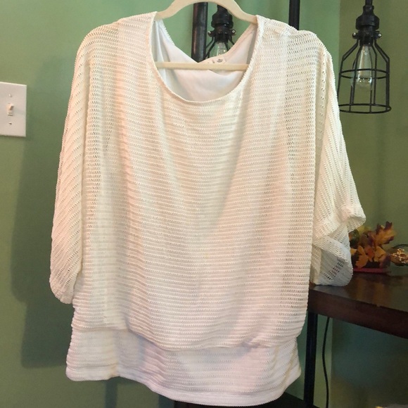 Cato | Tops | Cato White Tank With Cream Knit Overlay Xl | Poshmark